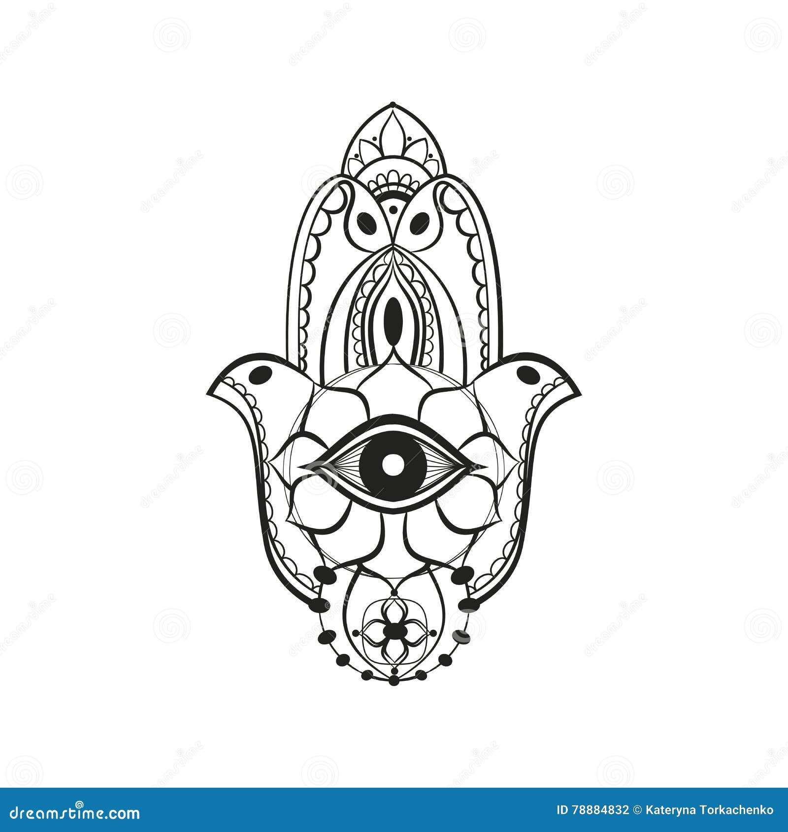 Hamsa Black Color Fatima Hand Stock Vector - Illustration of culture ...