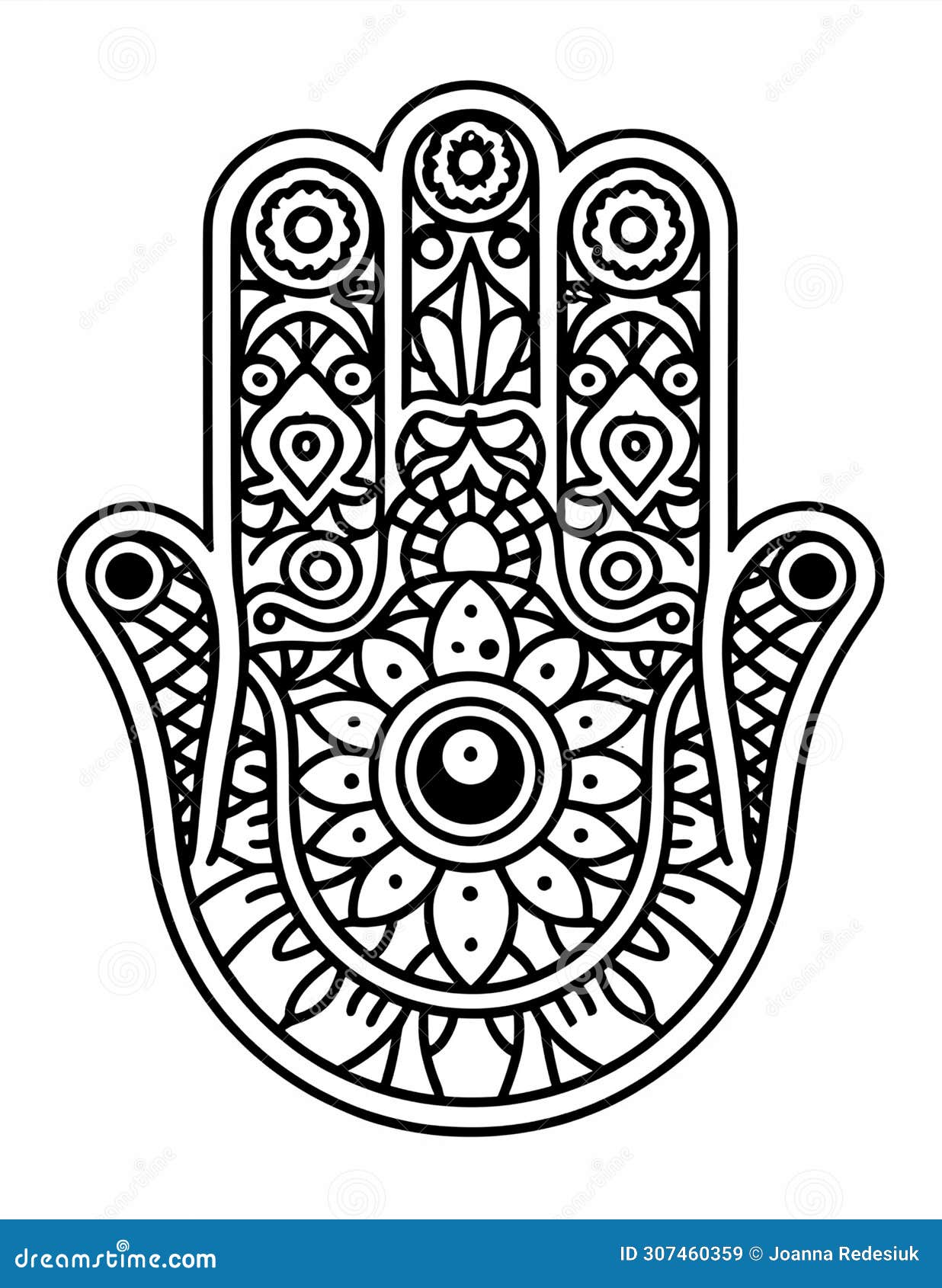 Hamsa Graphics Coloring Page Stock Illustration - Illustration of ...