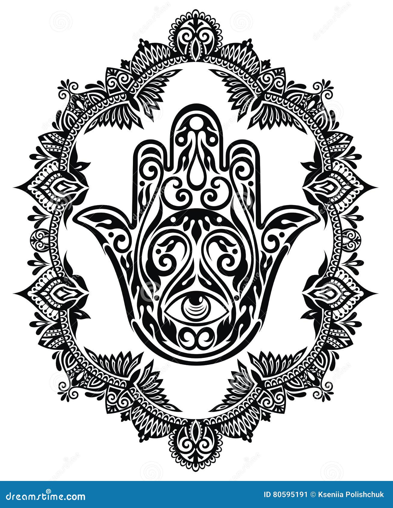 Hamsa hand stock vector. Illustration of background, decorative - 80595191