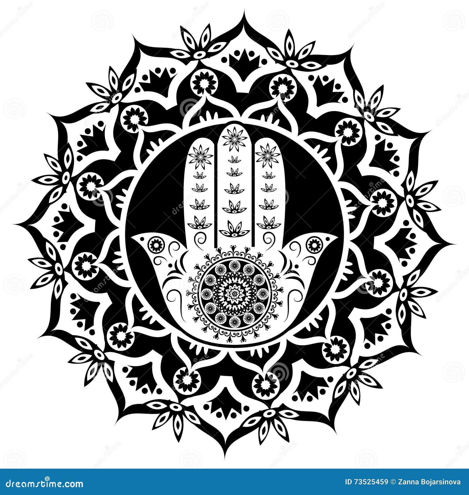 Hamsa of hand van Fatima vector illustratie. Illustration of indisch ...