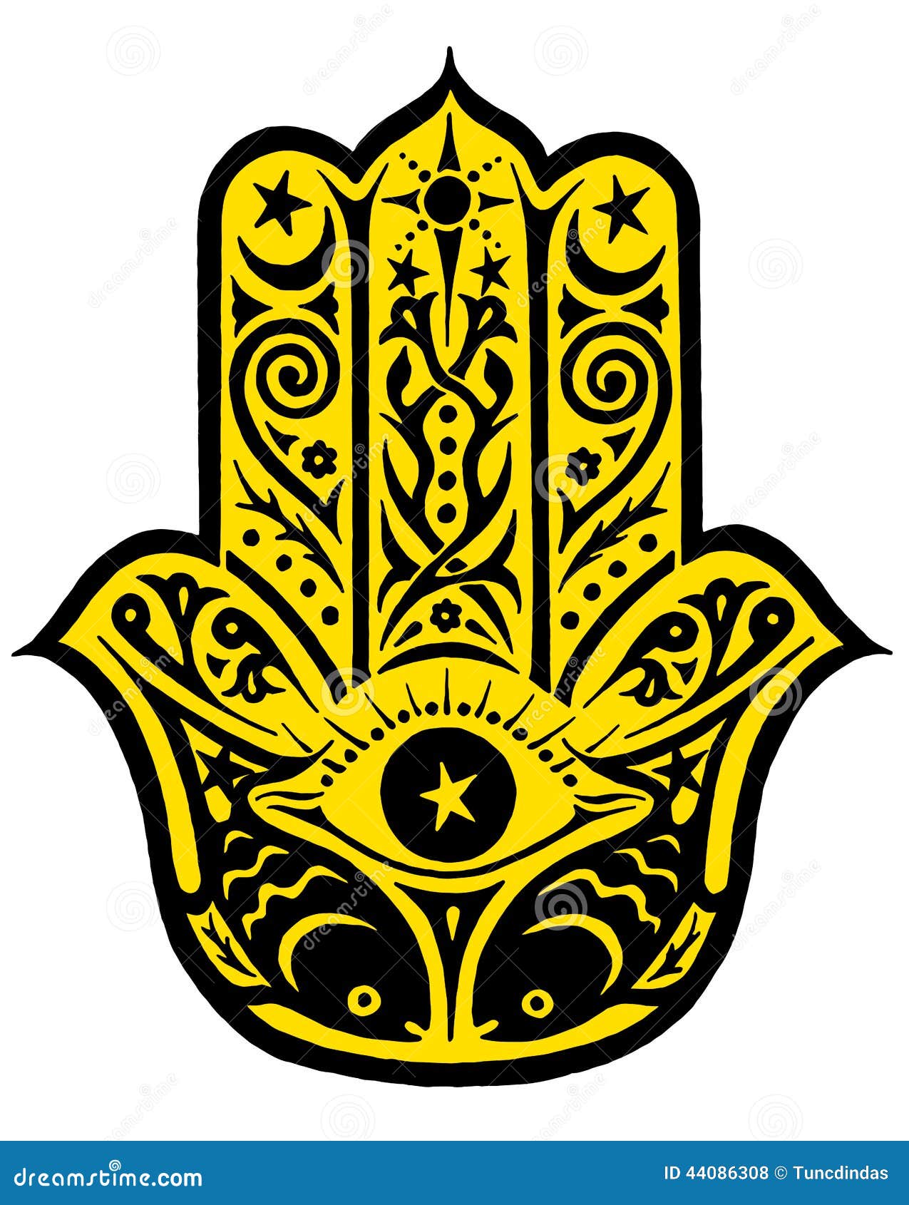 Hamsa Hand Vector With Mystical, Esoteric Symbols Like Pyramid, Evil ...