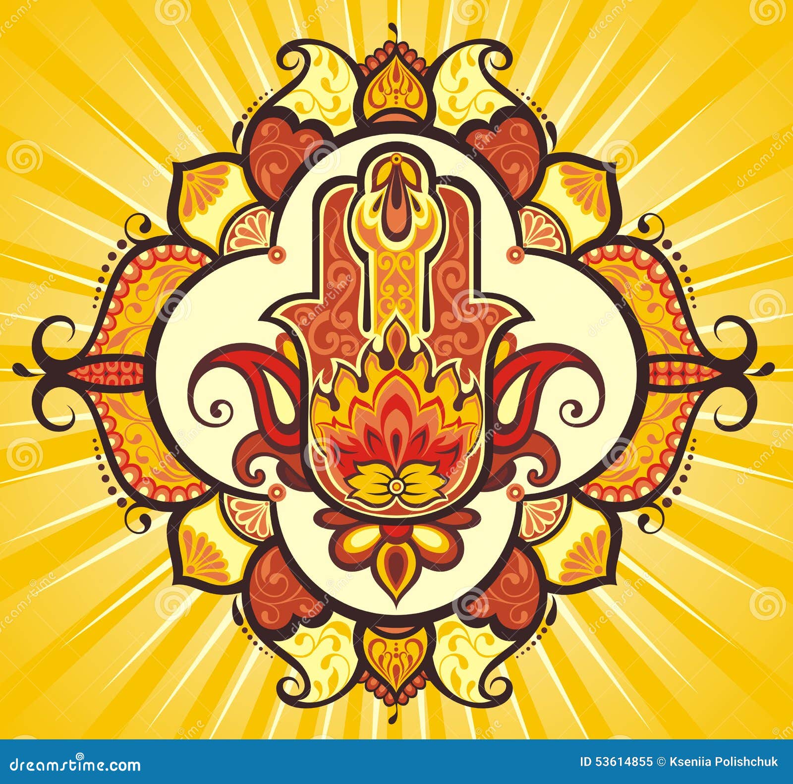 Hamsa hand stock vector. Illustration of elegant, spiritual - 53614855