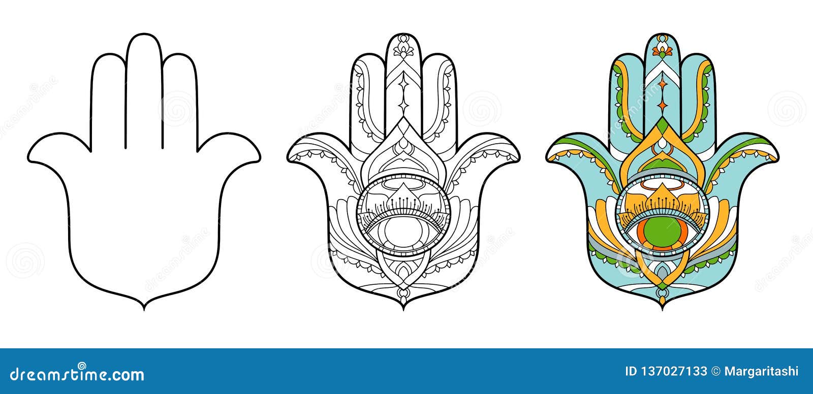 Hamsa Icon Set. Vector Illustration is Isolated on a White Background ...