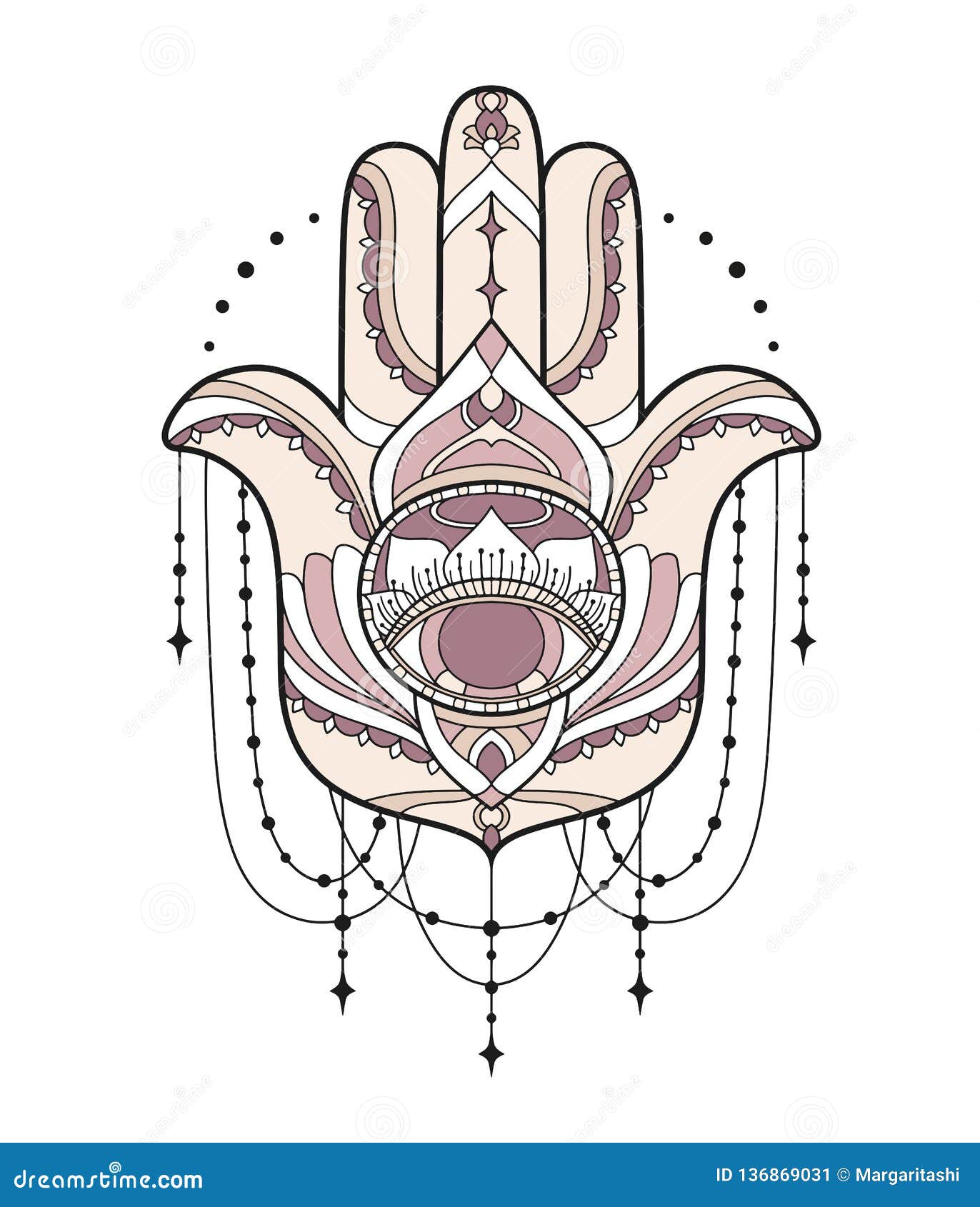 Hand Of Fatima. Symbol Of Khamsa. Good Luck Symbol. Isolated Item On ...