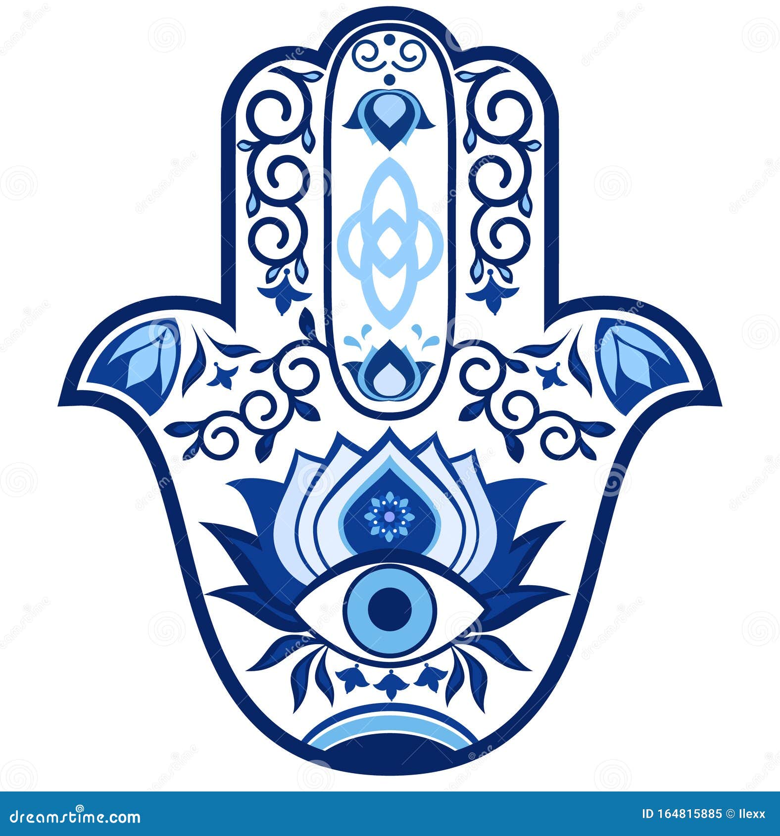 Hamsa. Indian Hand Drawn Hamsa Amulet Stock Illustration - Illustration ...