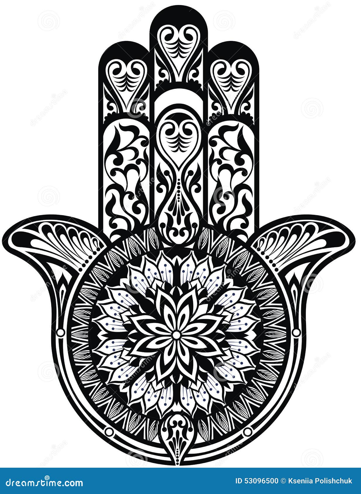 Hamsa-Symbol vektor abbildung. Illustration von element - 53096500