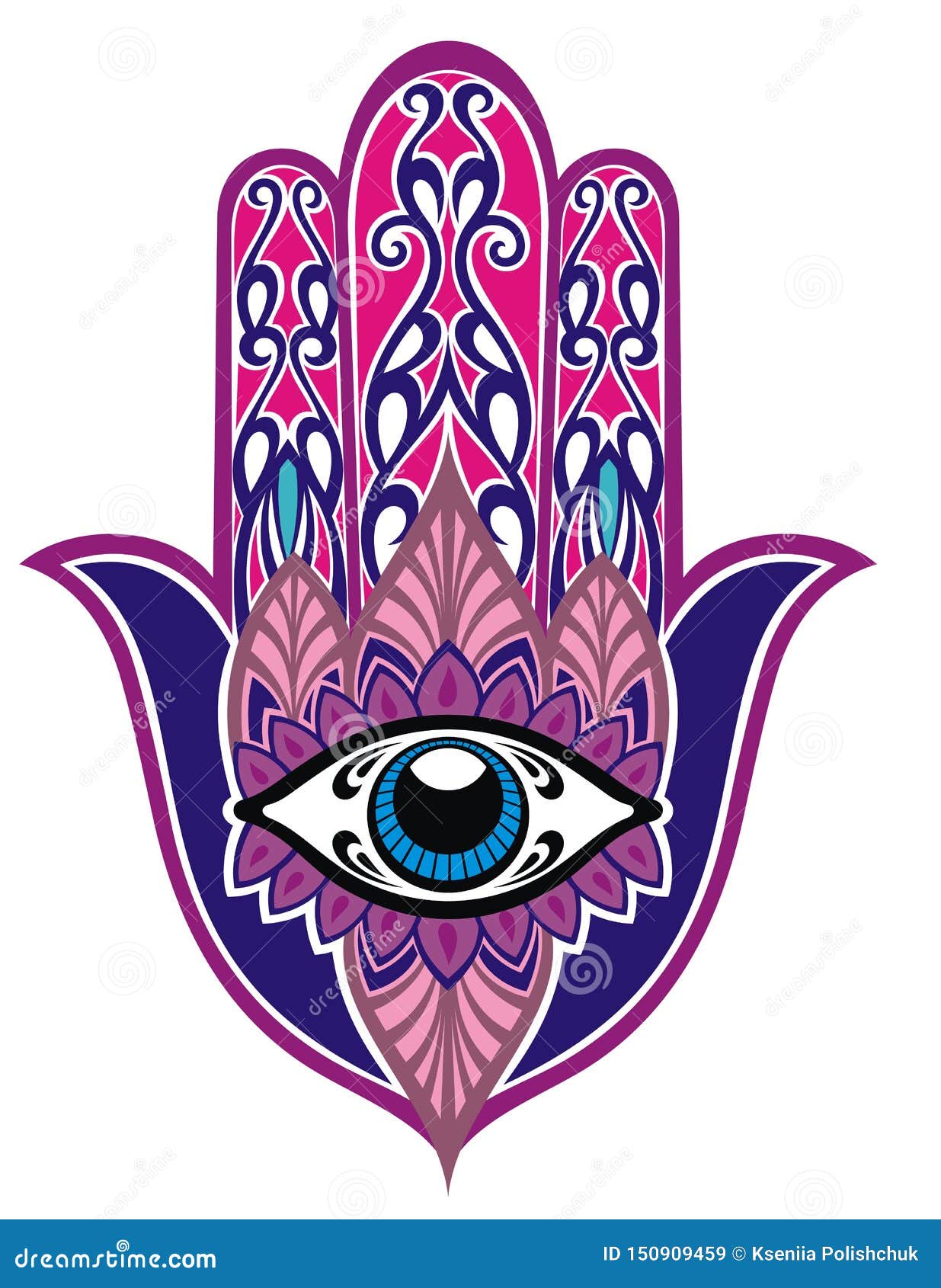 Black and White Hand of Fatima. Vector Illustration Stock Vector ...