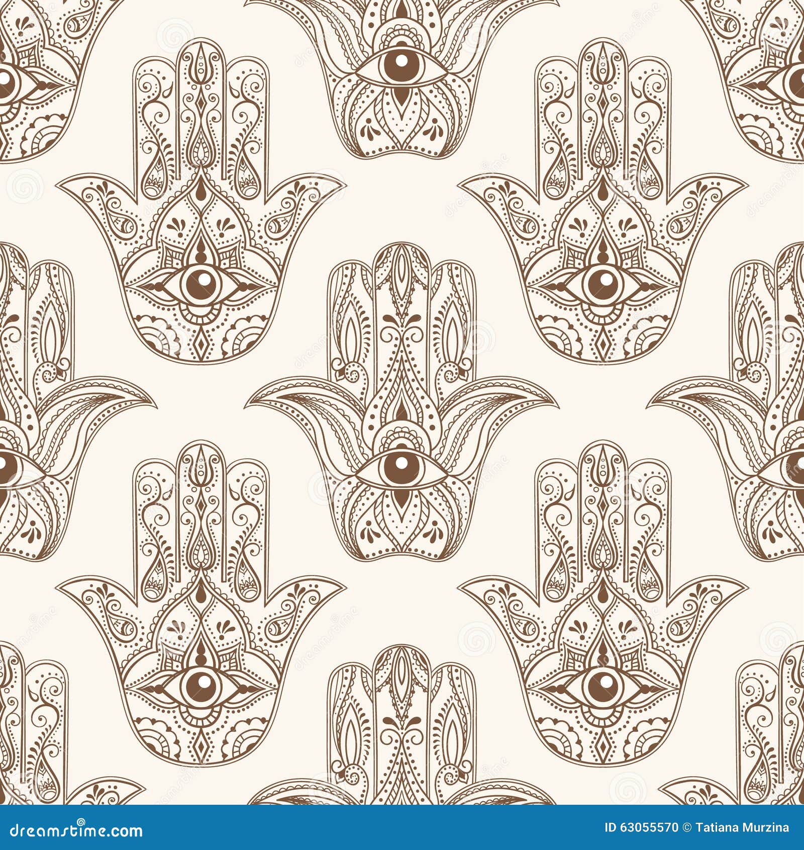 Hamsa Symbol Seamless Pattern Stock Illustration - Illustration of ...