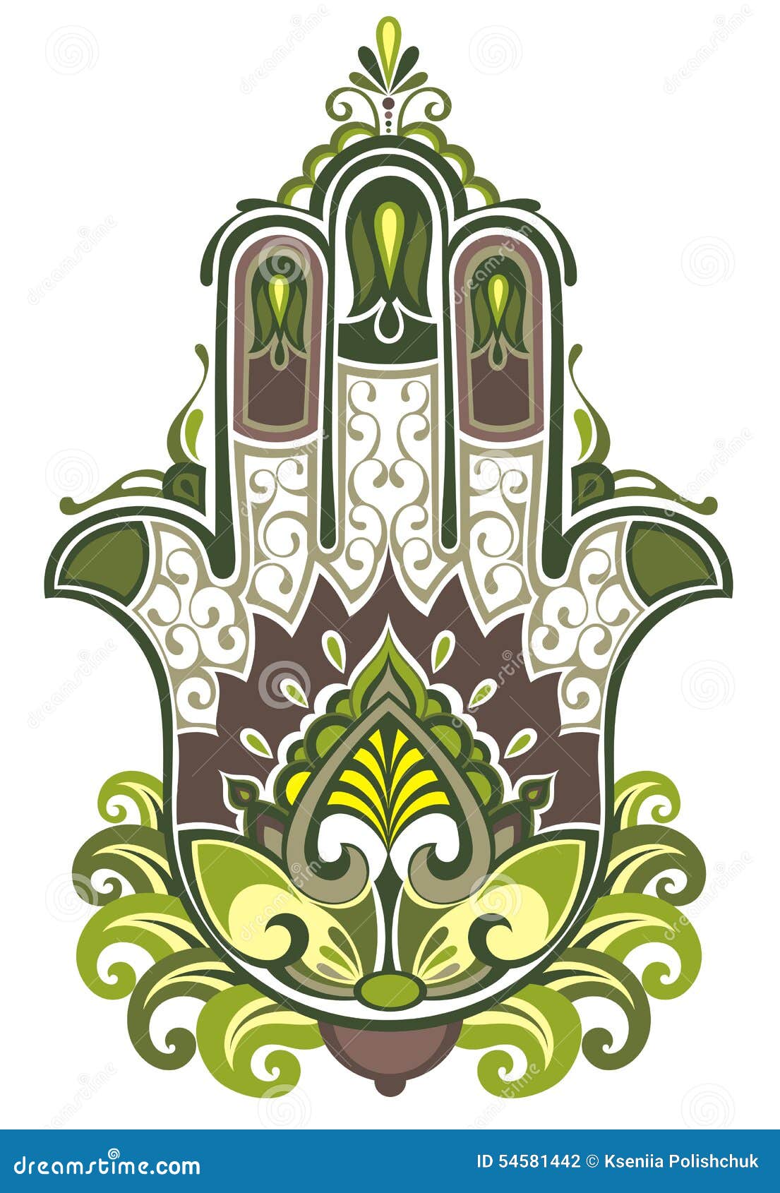 Hamsa symbol stock vector. Illustration of floral, retro - 54581442