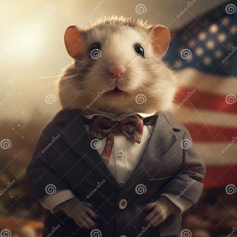 Hamster with American Flag Dressed Up. Created Using Ai Generative ...