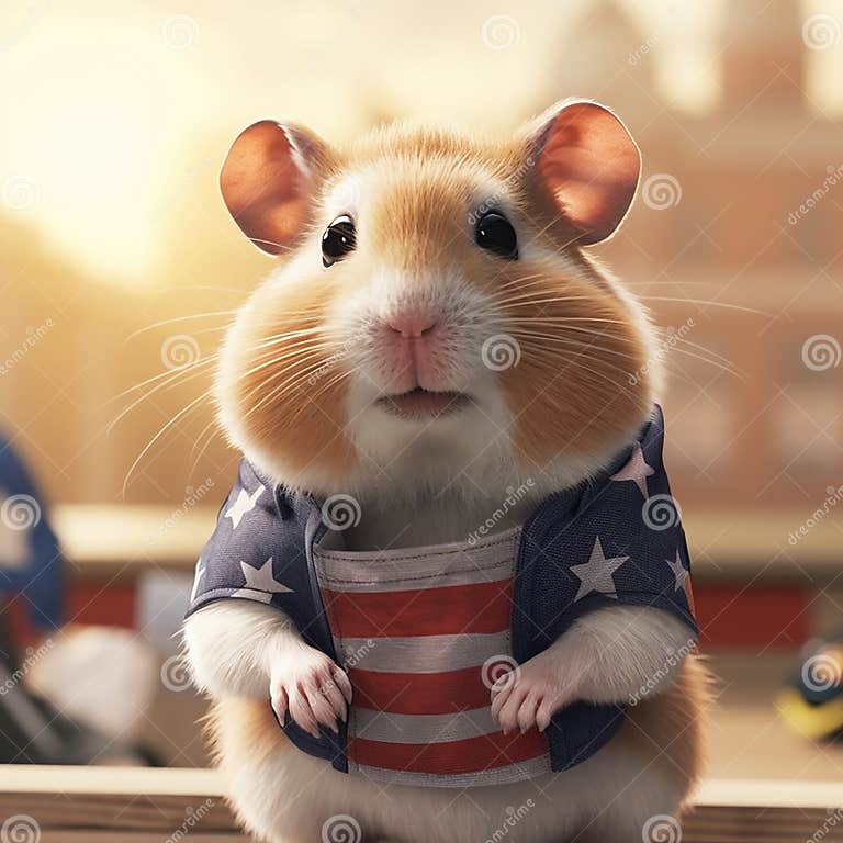 Hamster with American Flag Dressed Up. Created Using Ai Generative ...