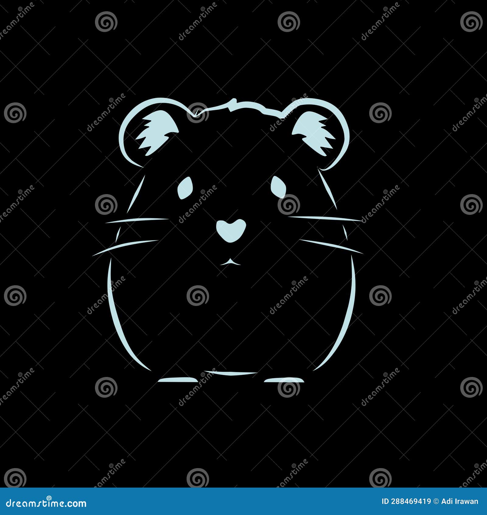 Hamster Animal Blue Line Vector on Black Background Stock Vector ...