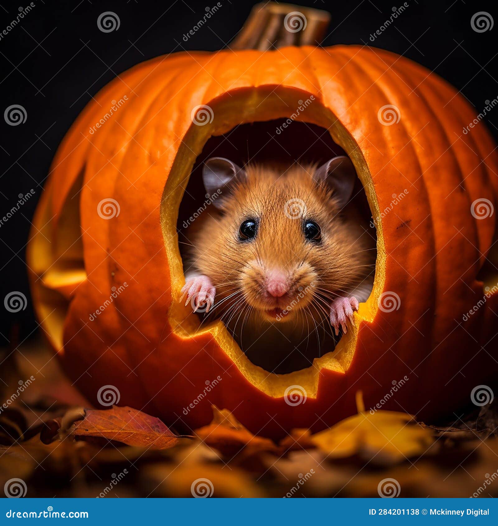 Hamster Celebrating Halloween in Cute Scene. Stock Illustration ...