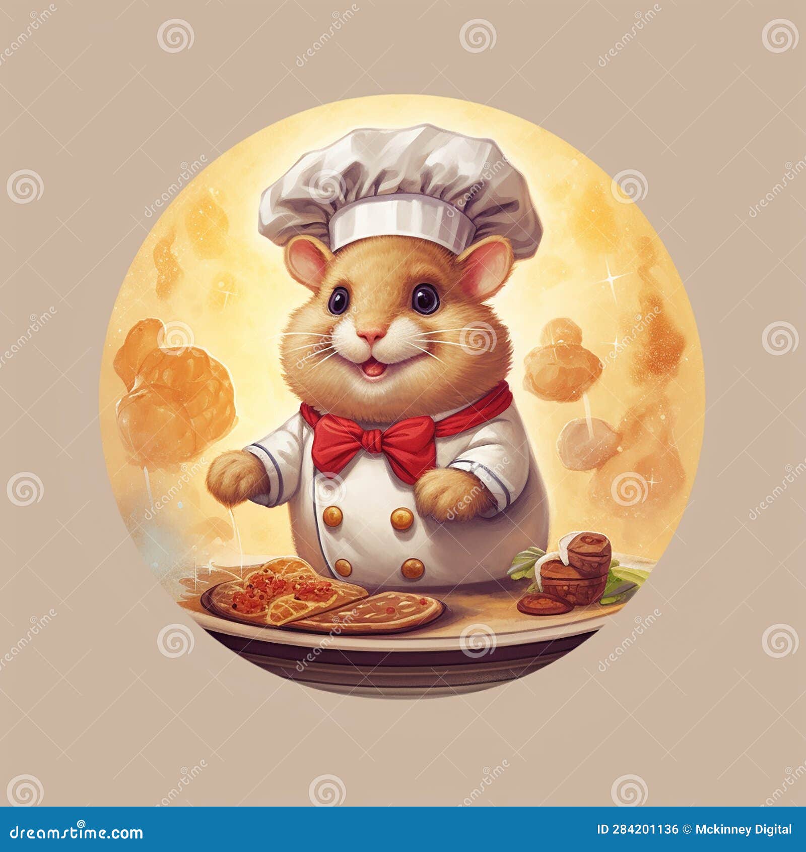 Hamster Chef Cooking in a Little Hamster Kitchen. Stock Illustration ...
