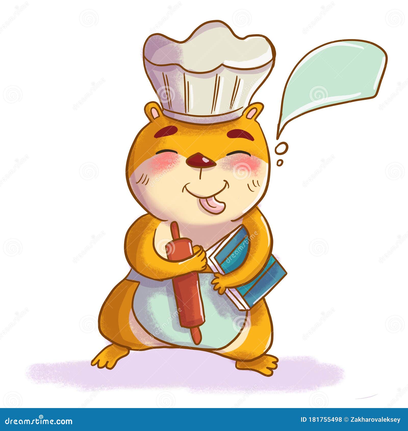 Hamster Chef with a Rolling Pin in the Hat of the Chef Stock ...