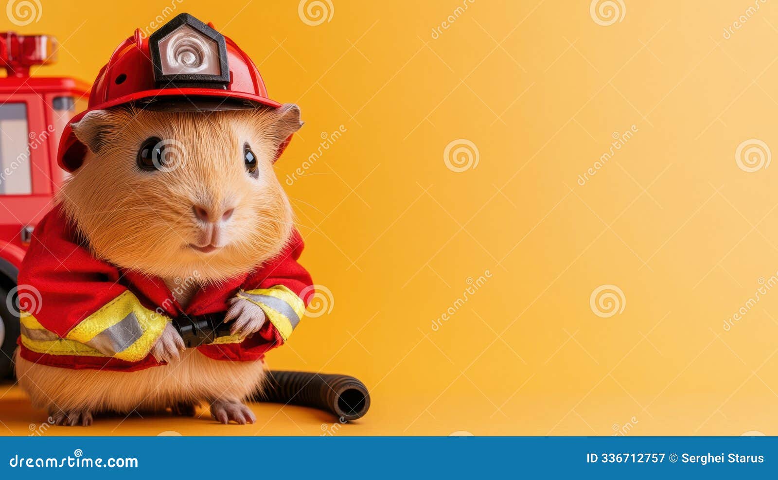 A Hamster Dressed As a Firefighter with Fire Hose and Helmet, AI Stock ...