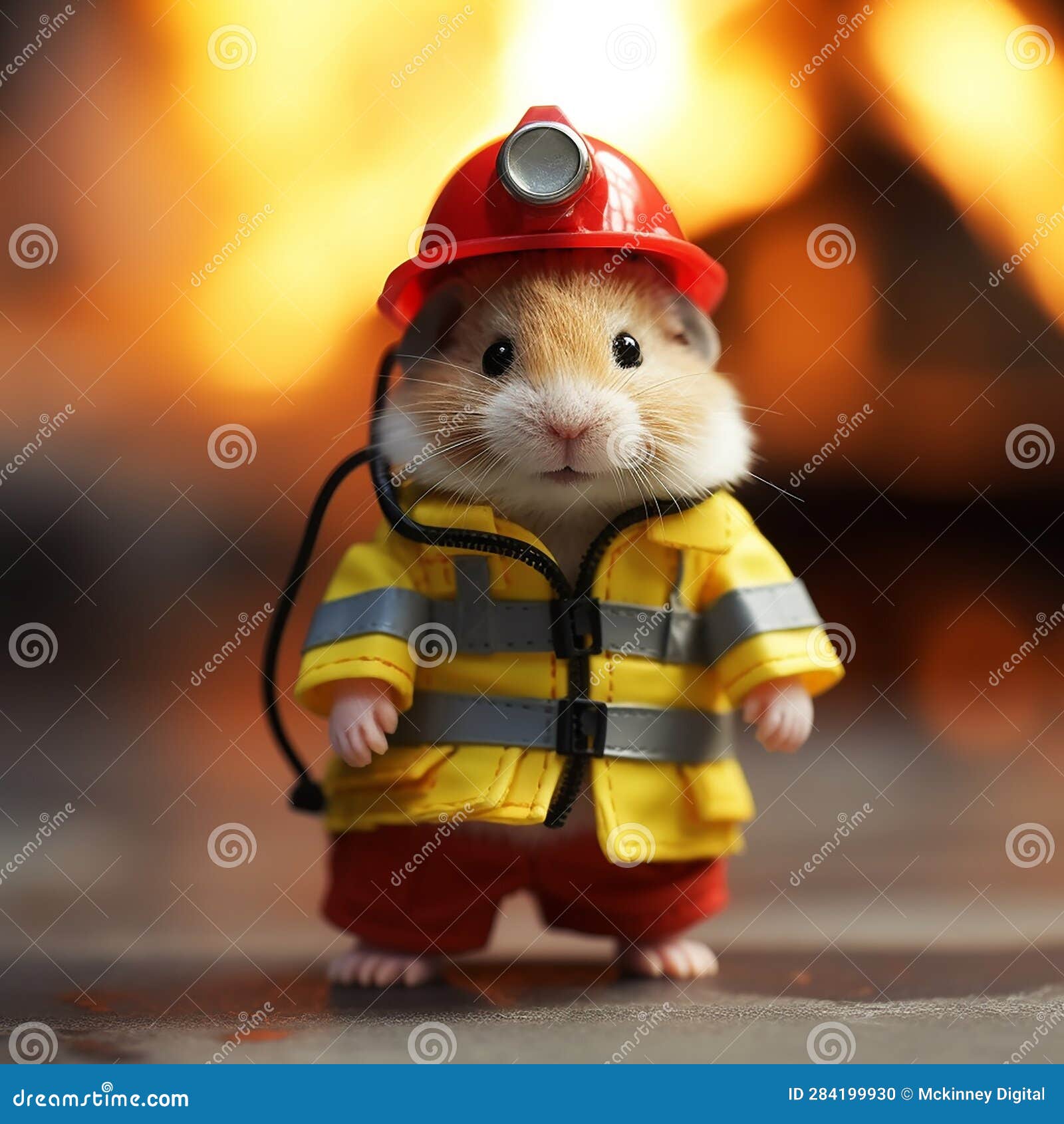 Hamster Dressed As Little Firefighter, Isolated, Alone in Image ...