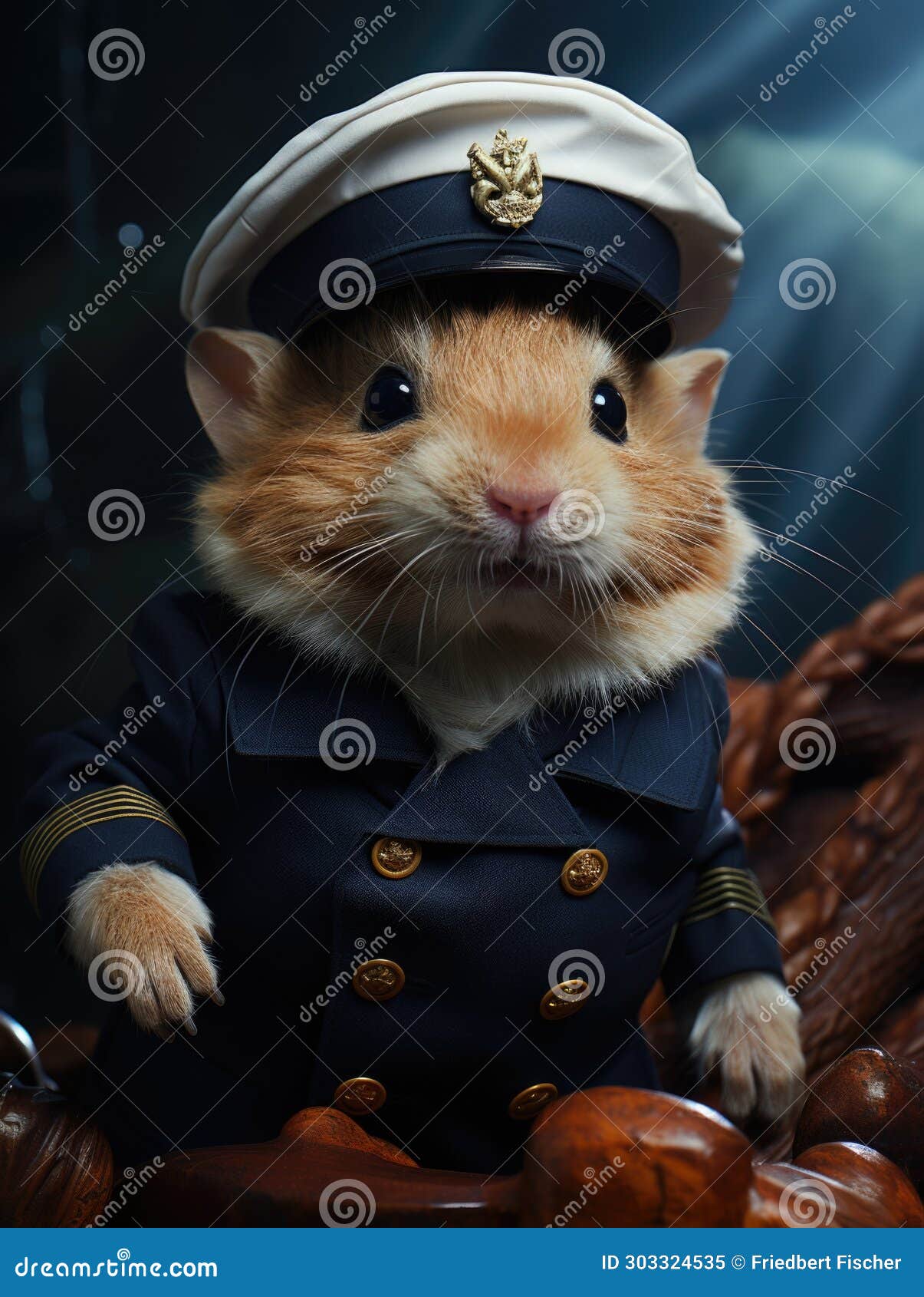 A Hamster Dressed in a Captain S Uniform Stock Image - Image of sitting ...