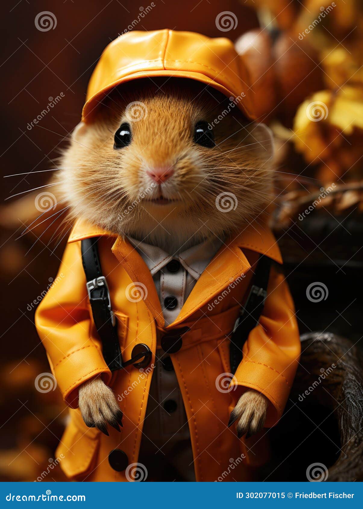 A Hamster Dressed in an Orange Coat and Hat Stock Illustration ...