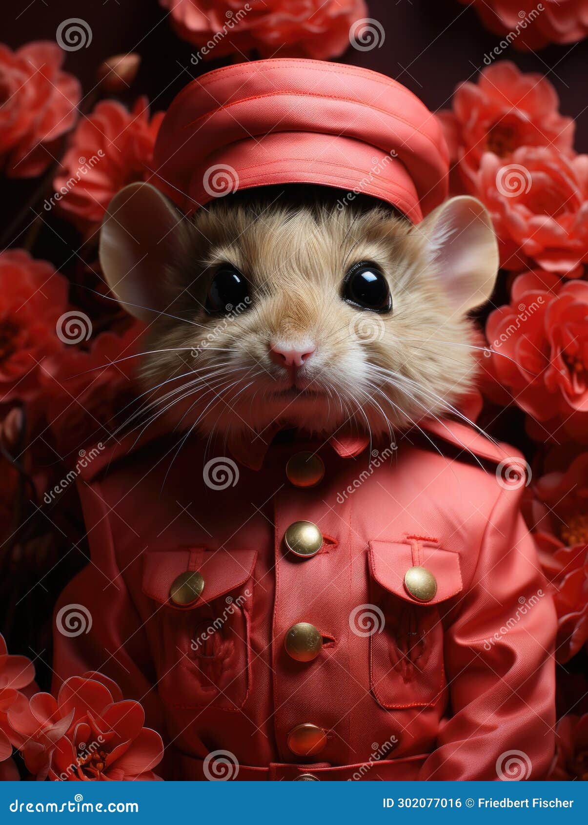 A Hamster Dressed in a Red Coat and Hat Stock Illustration ...