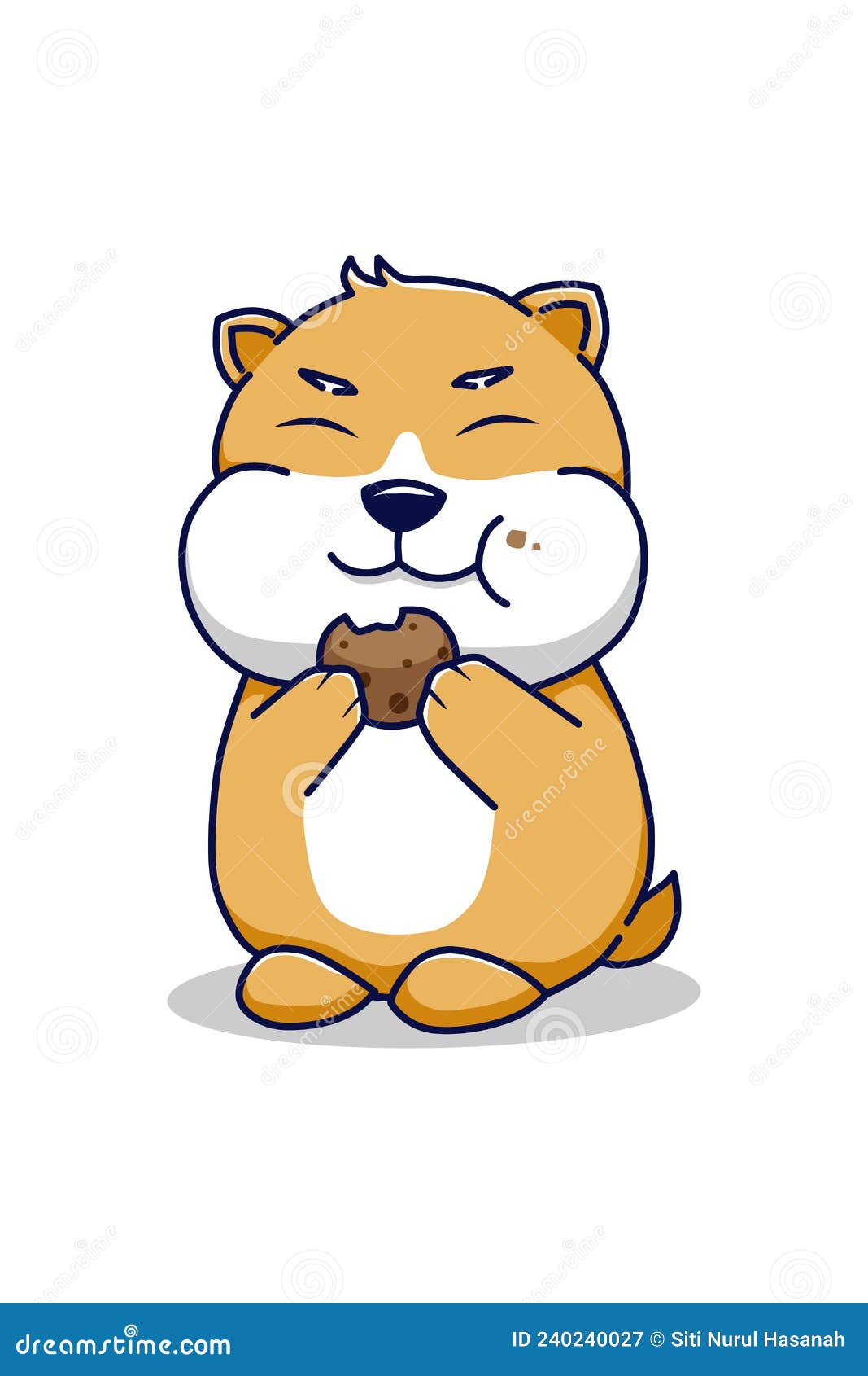 Hamster Eating Biscuit Cartoon Illustration | CartoonDealer.com #240240027