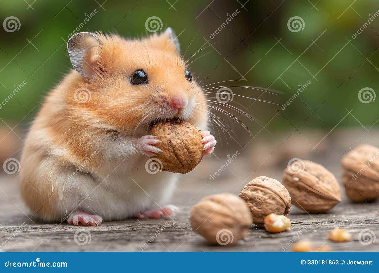 A hamster is eating a nut stock image. Image of fluffy - 330181863