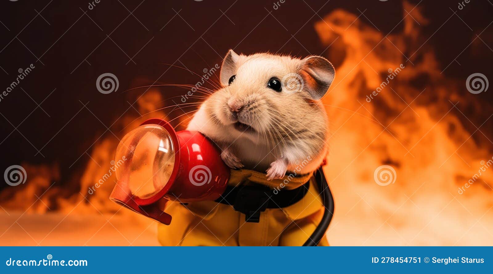 A Hamster in a Fire Suit Holding a Fire Hydrant. Generative AI Image ...