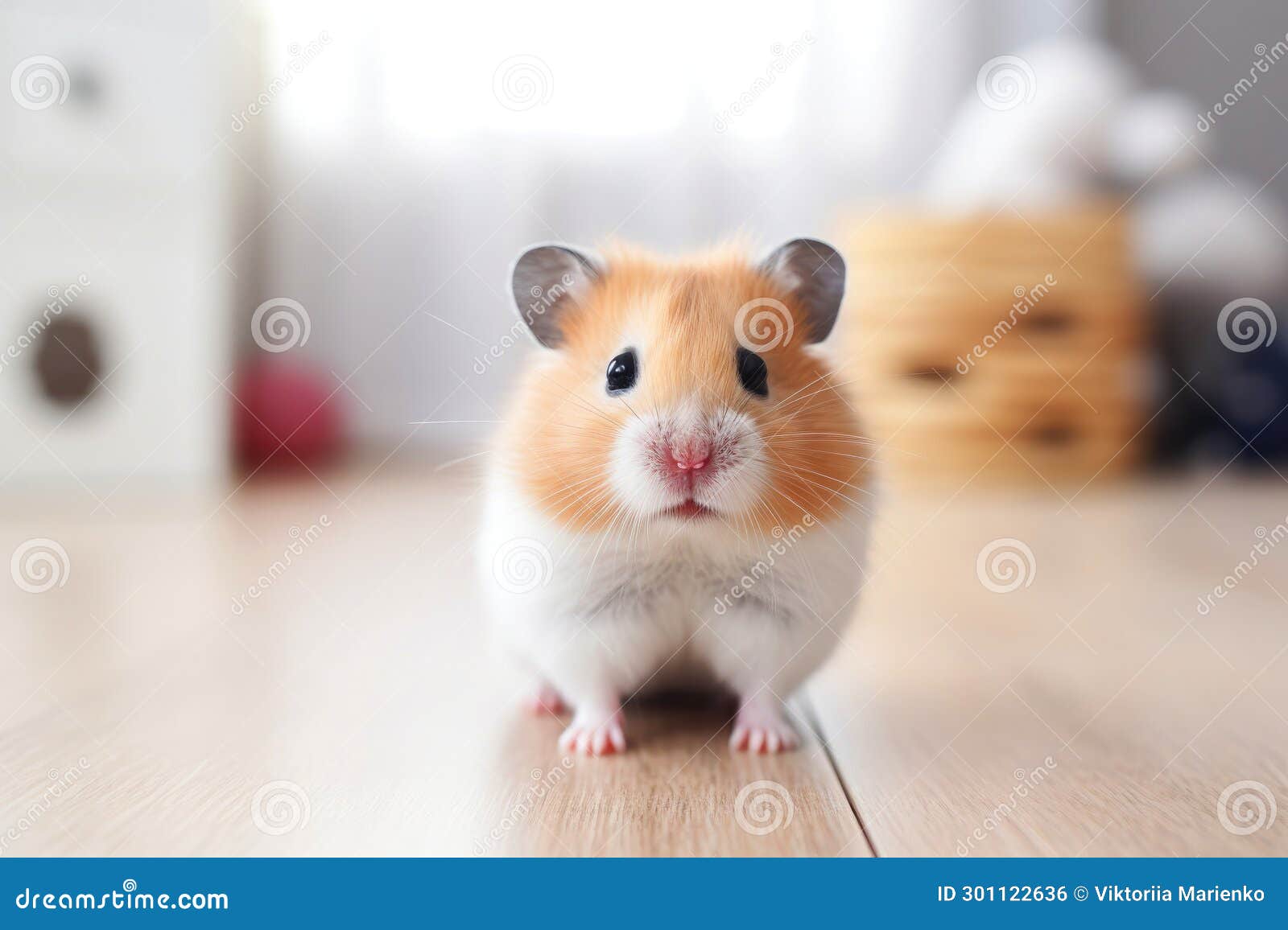 Hamster on the Floor in the Room. Cute Pet Stock Illustration ...