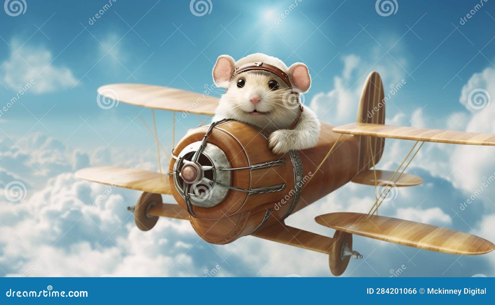 Hamster Flying in Vintage Airplane in the Sky. Stock Illustration ...