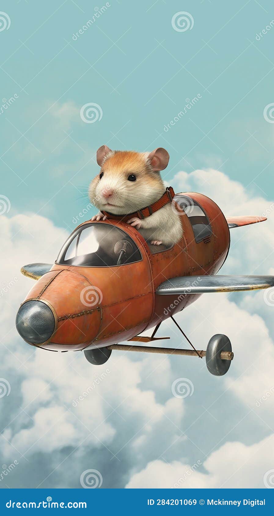 Hamster Flying in Vintage Airplane in the Sky. Stock Illustration - Illustration of small, brown ...