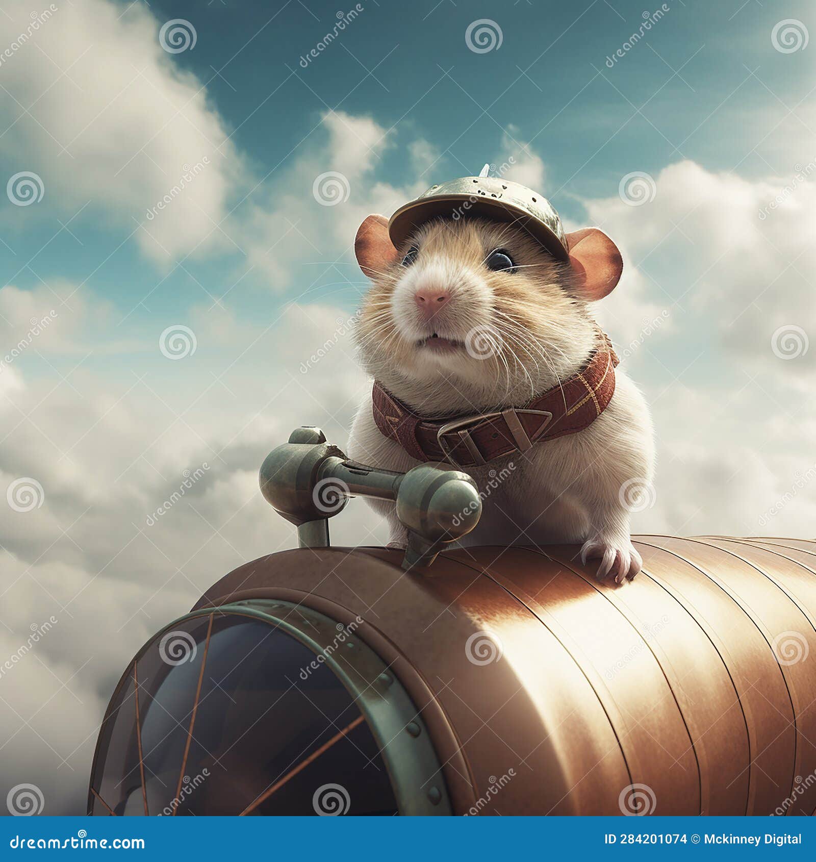 Hamster Flying in Vintage Airplane in the Sky. Stock Illustration ...