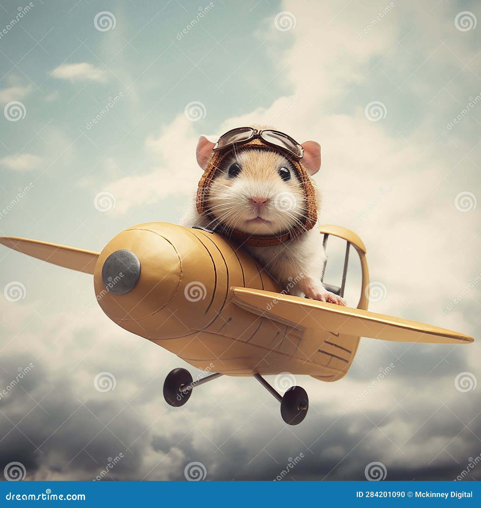 Hamster Flying in Vintage Airplane in the Sky. Stock Illustration - Illustration of fluffy ...