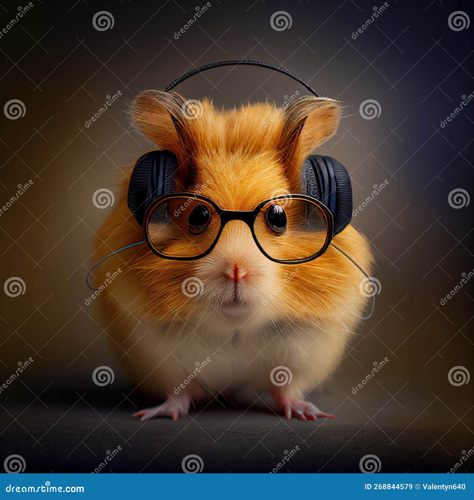 Hamster with Headphones and a Pair of Glasses. Generative AI Stock ...