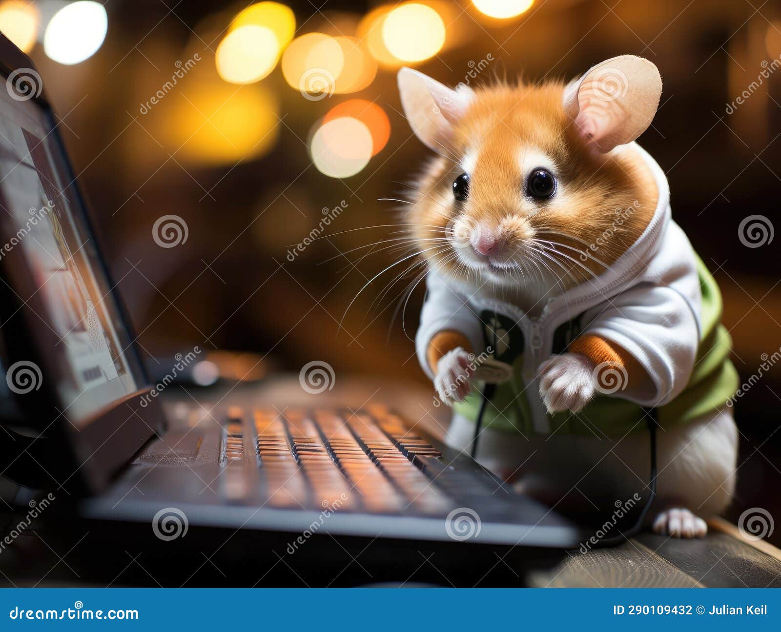 Hamster Intensely Using Laptop Stock Illustration - Illustration of ...