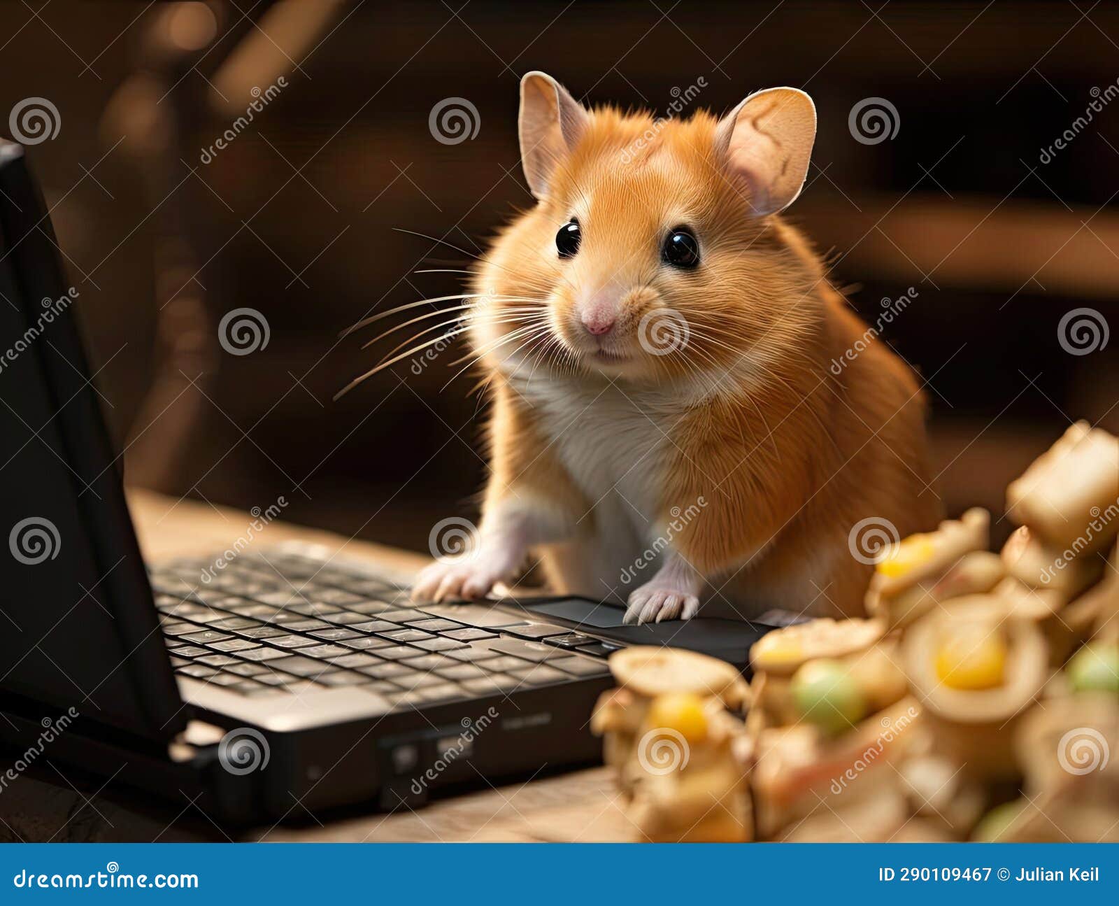 Hamster Intensely Using Laptop Stock Illustration - Illustration of ...