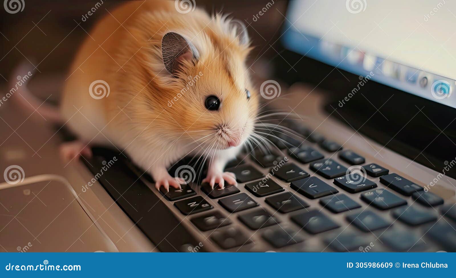 The hamster at the laptop stock illustration. Illustration of working ...