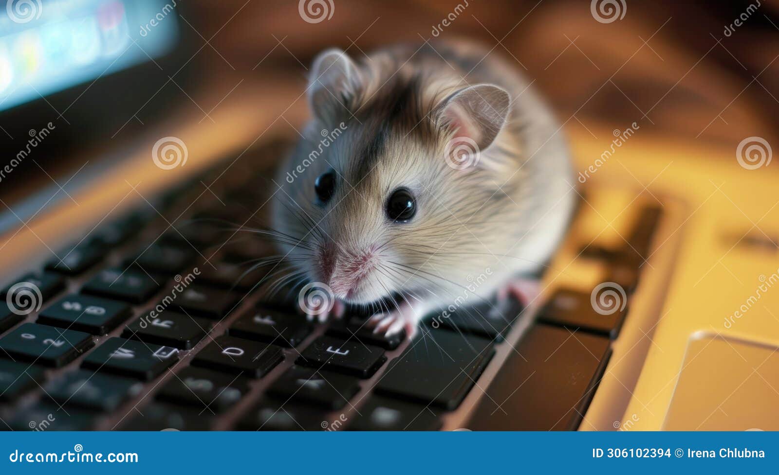 The hamster at the laptop stock illustration. Illustration of cute ...