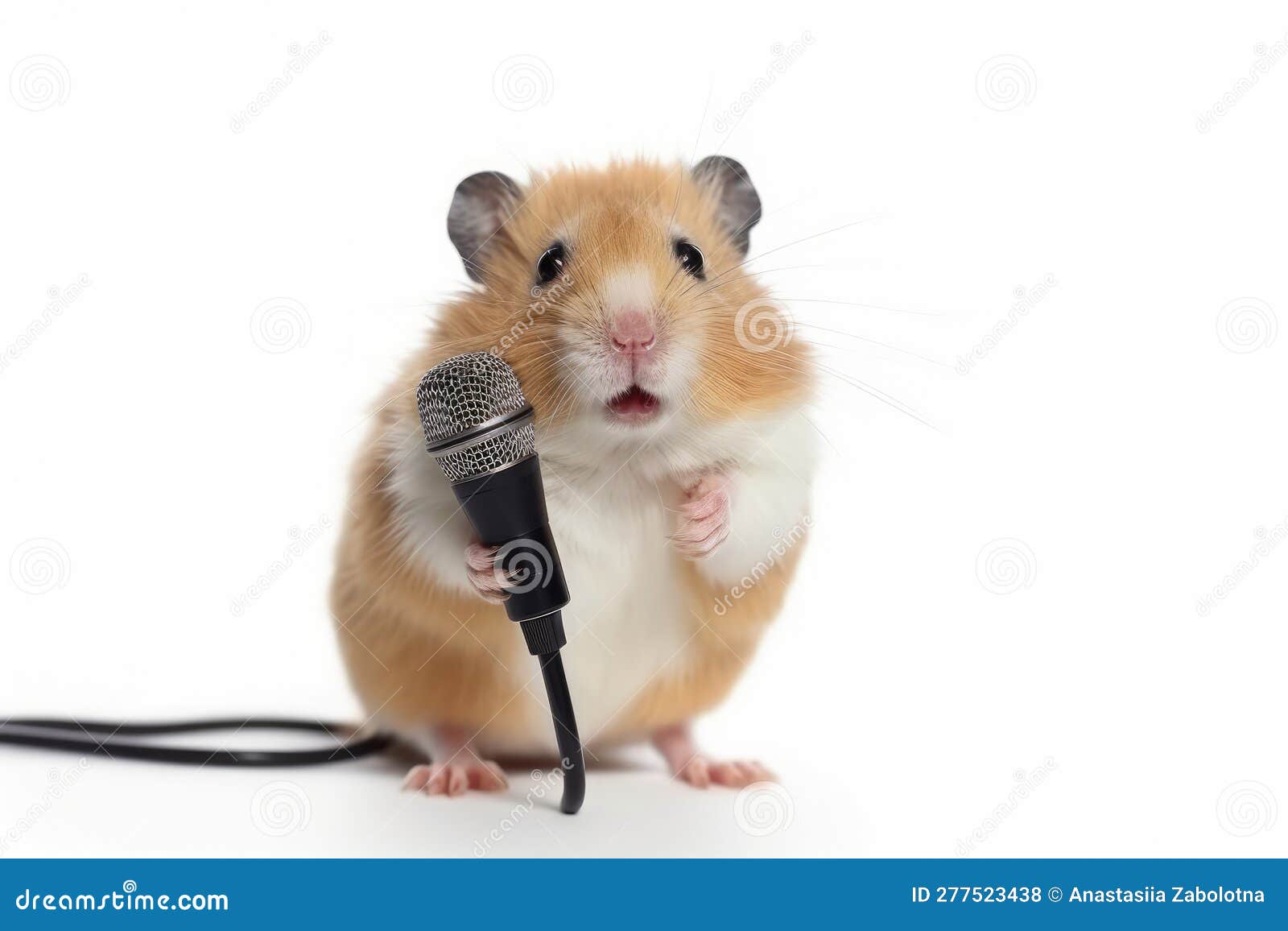 Hamster with Microphone on White Background. Generative AI Stock ...