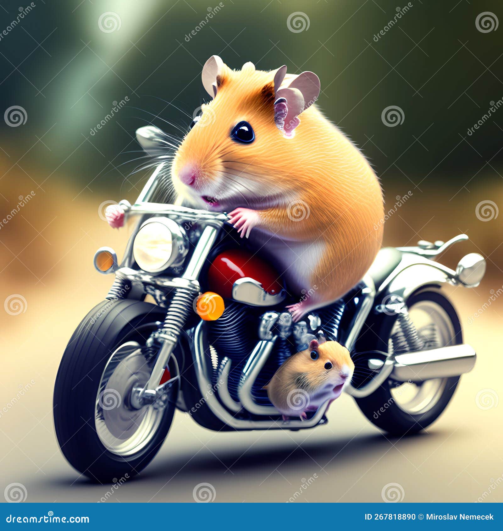 Hamster on Motorcycle, Generative AI Illustration Stock Illustration ...