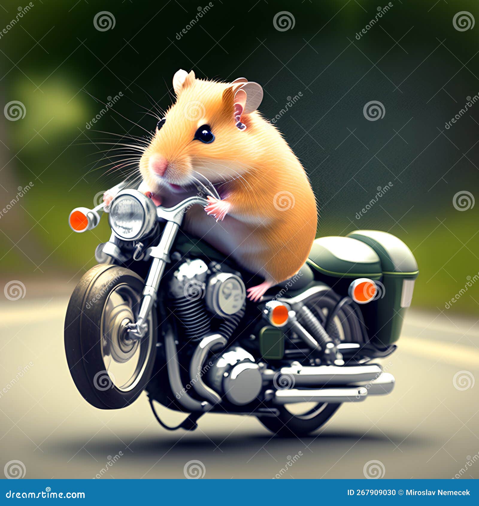 Hamster on Motorcycle, Generative AI Illustration Stock Illustration ...