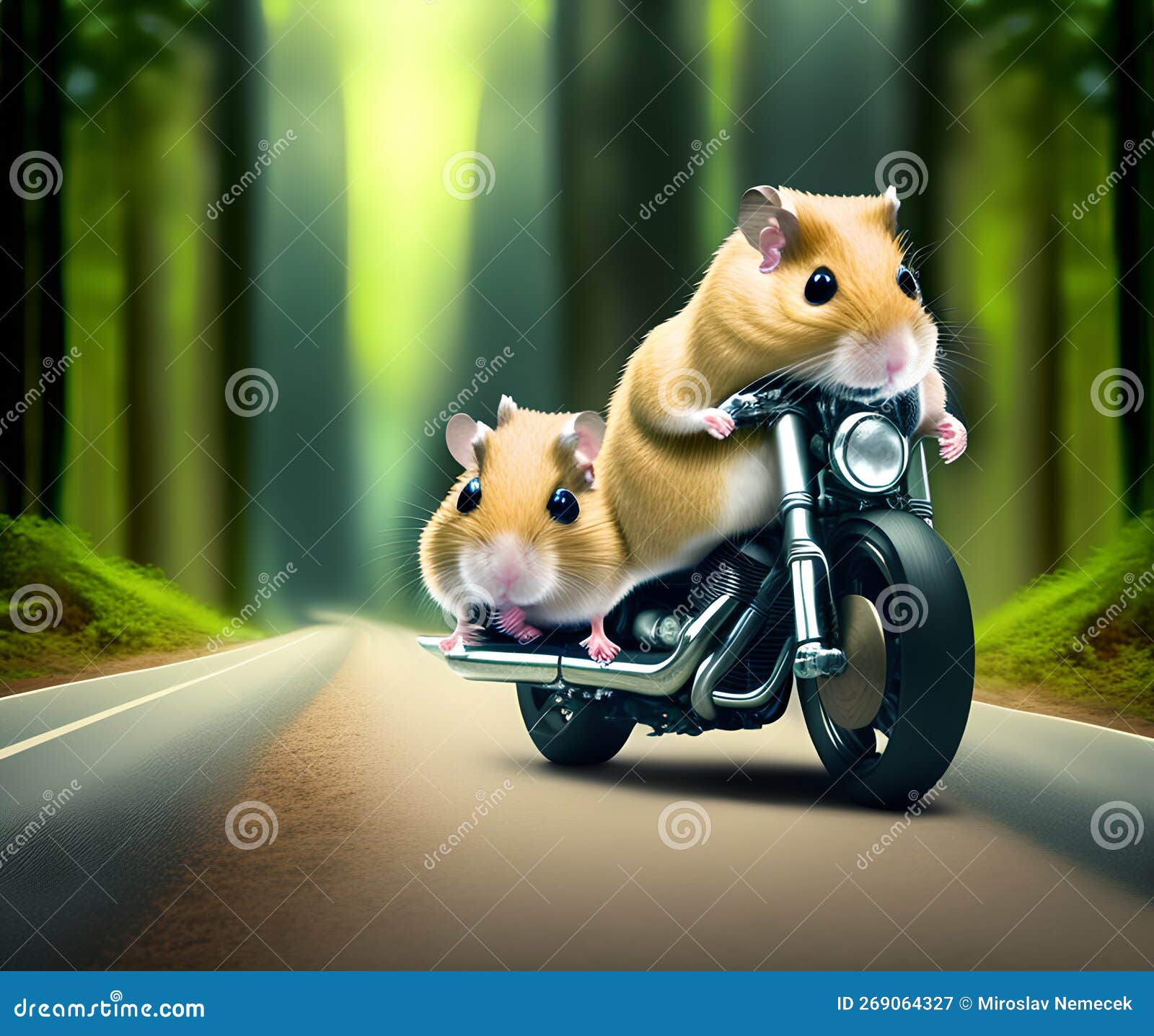 Hamster on Motorcycle, Generative AI Illustration Stock Illustration ...