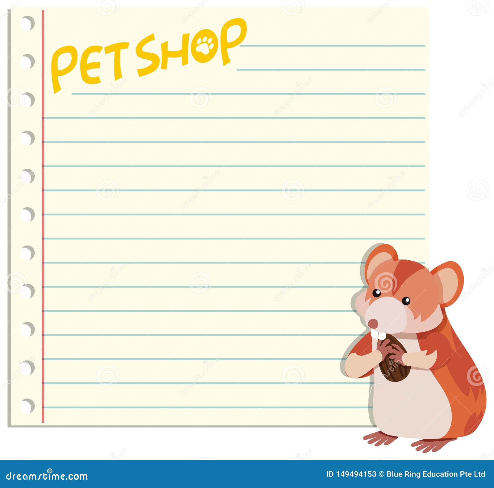 A hamster on note template stock vector. Illustration of icon - 149494153