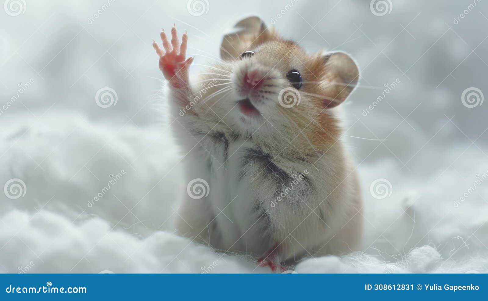 Hamster with a Raised Paw on a White Backdrop Stock Image - Image of ...