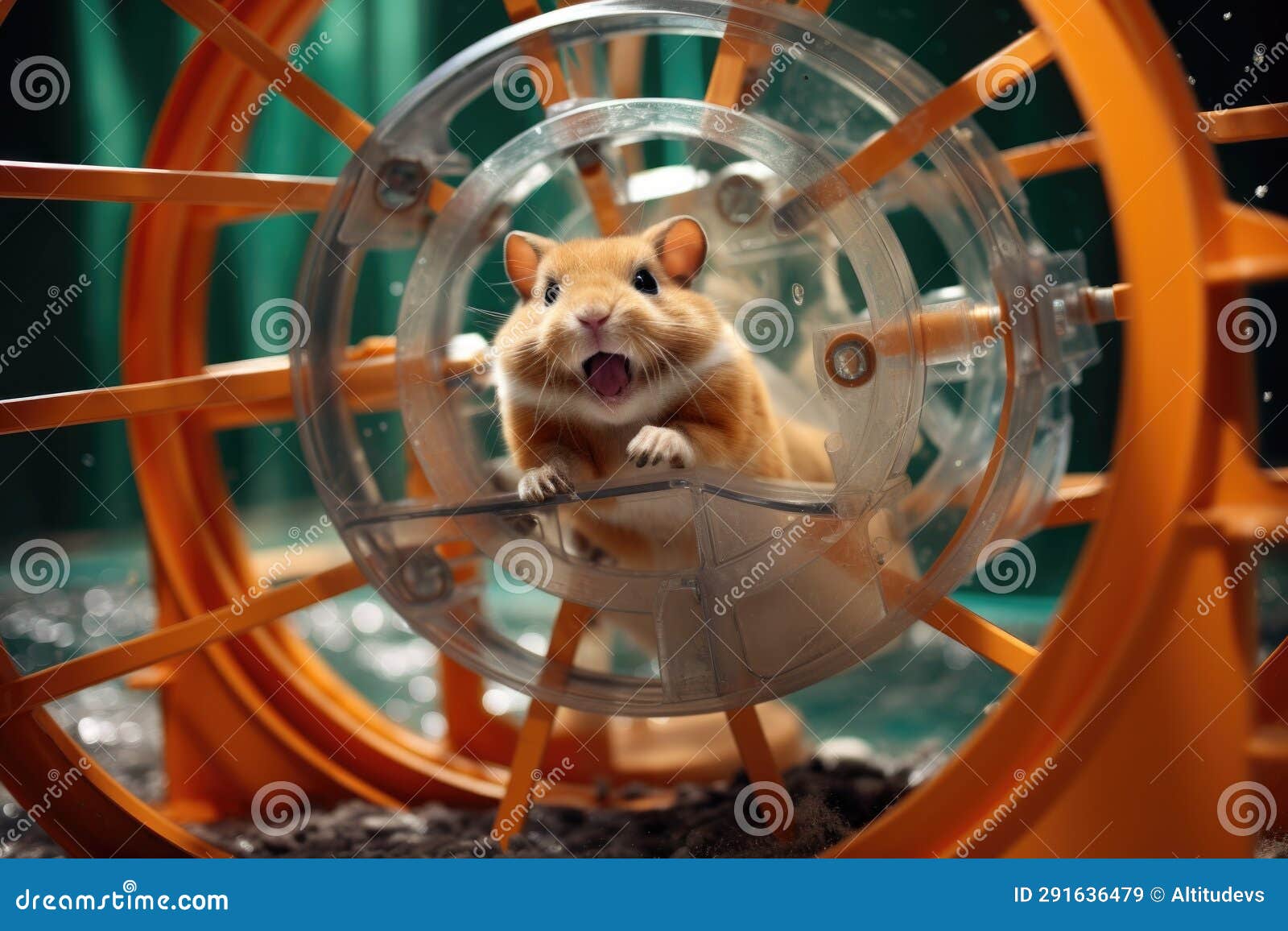 Hamster Running on a Wheel in Its Cage Stock Image - Image of ...