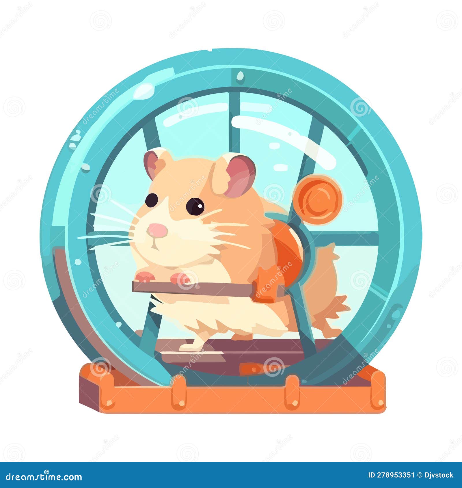 Hamster in a Running Wheel Vector Cartoon Stock Vector - Illustration ...
