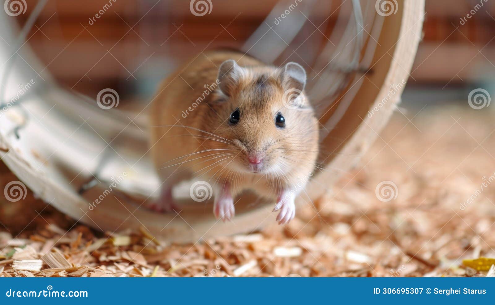 A Hamster is Running through a Wooden Wheel on the Ground, AI Stock ...