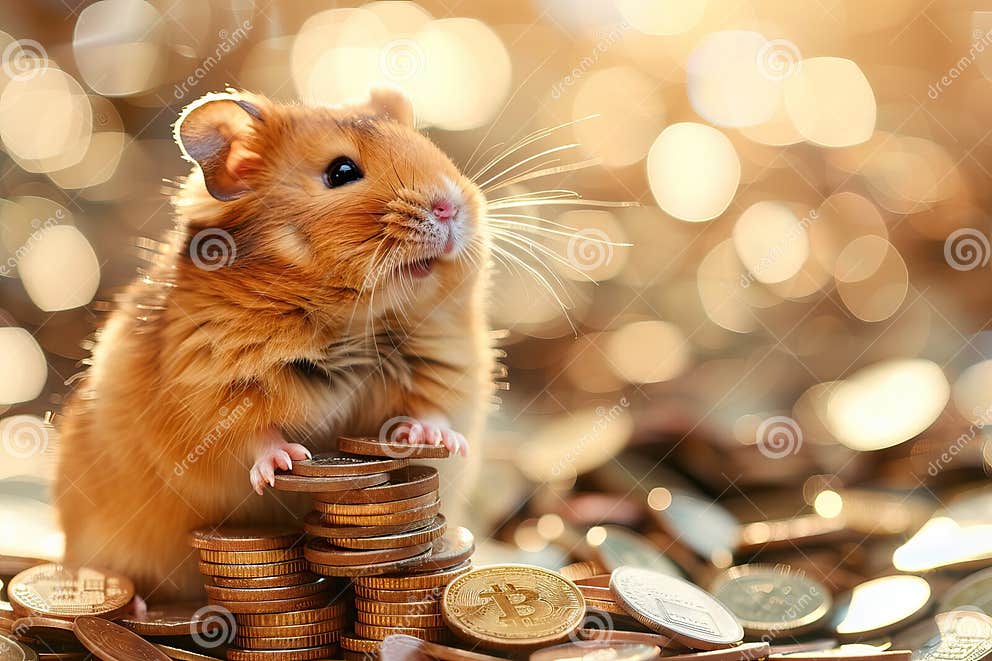 Hamster Sitting on a Stack of Coins, Symbolizing Savings. Hamster ...