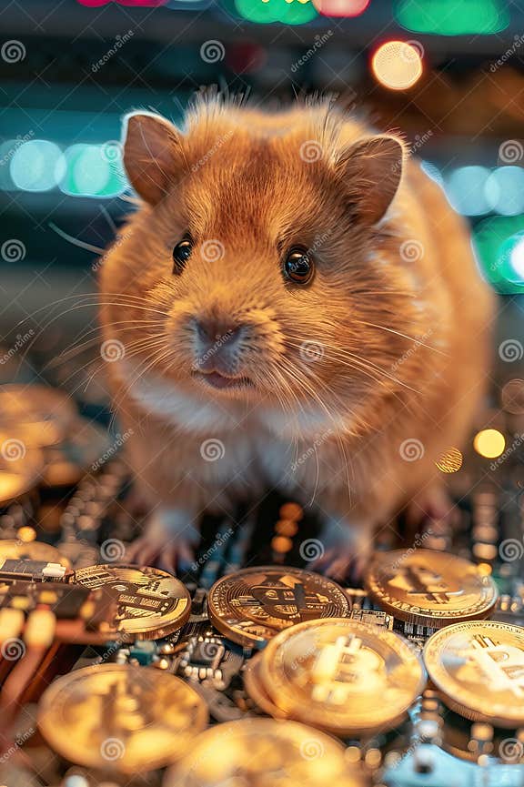 Hamster Sitting on a Stack of Coins, Symbolizing Savings. Hamster ...