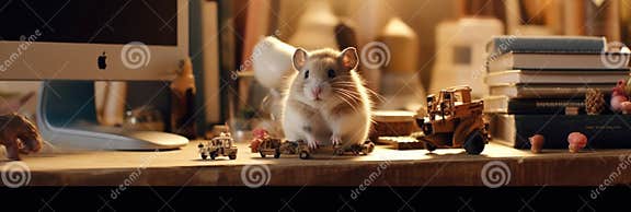 A Hamster Sitting on Top of a Desk Next To a Computer. Generative AI ...