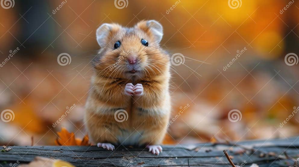 Hamster Standing on Log in Forest Stock Photo - Image of ecosystem ...
